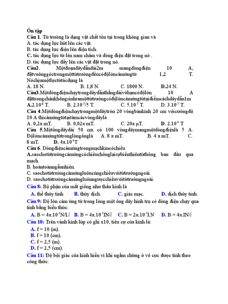 Ôn TẬp LÝ 11 HỌc KỲ Ii Pdf