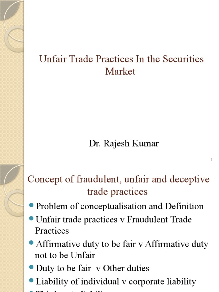 Unfair Trade Practices | PDF | Fraud | Corporations