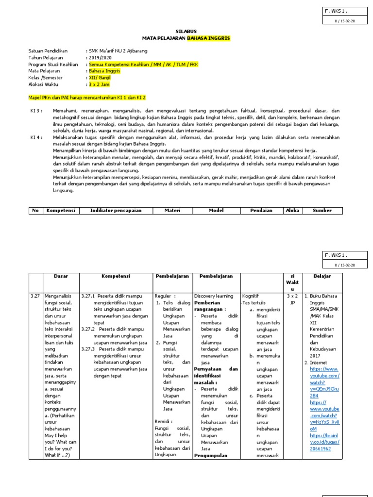 Contoh SILABUS | PDF