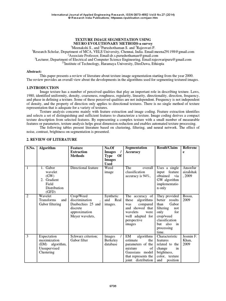 TEXTURE IMAGE SEGMENTATION USING NEURO EVOLUTIONARY METHODS-a Survey | PDF | Image Segmentation ...