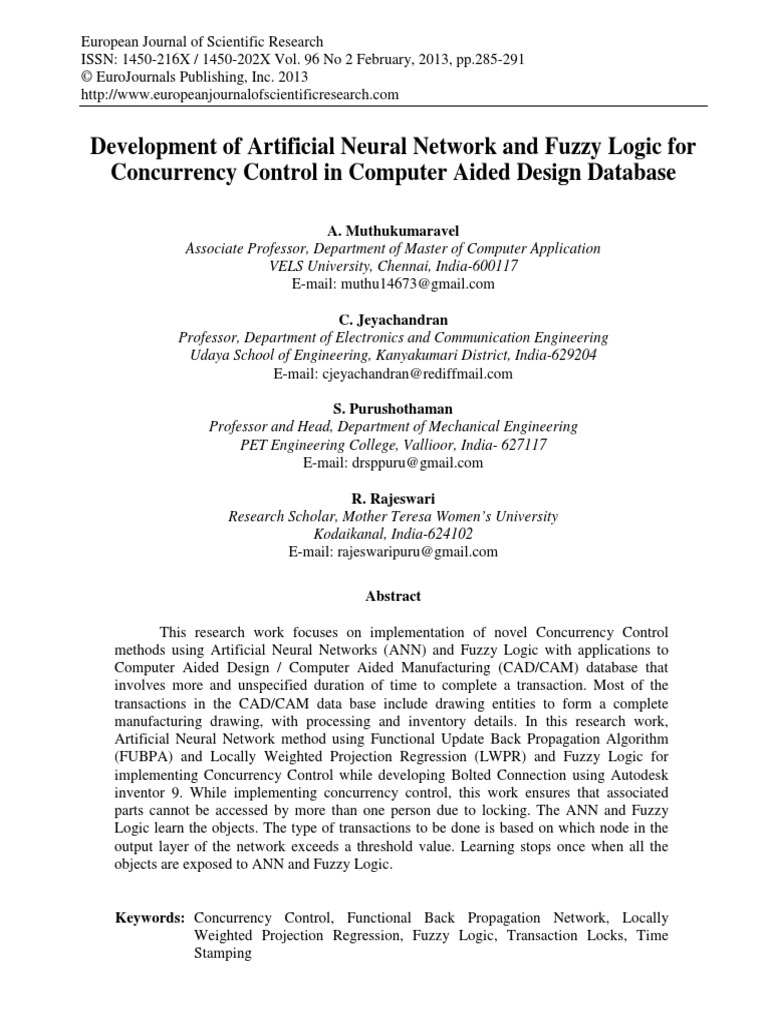 Development Of Artificial Neural Network And Fuzzy Logic For Concurrency Control In Computer 