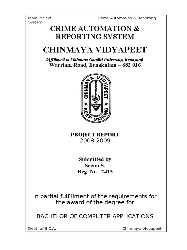 Crime Records Management System Project Report: Automating Crime Data ...