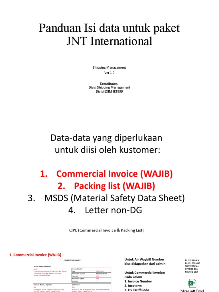 Panduan Pengisian Dokumen JNT International | PDF