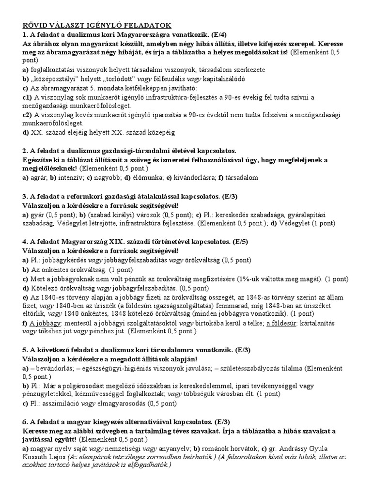 7.téma Érettségi Feladatok-Emelt | PDF