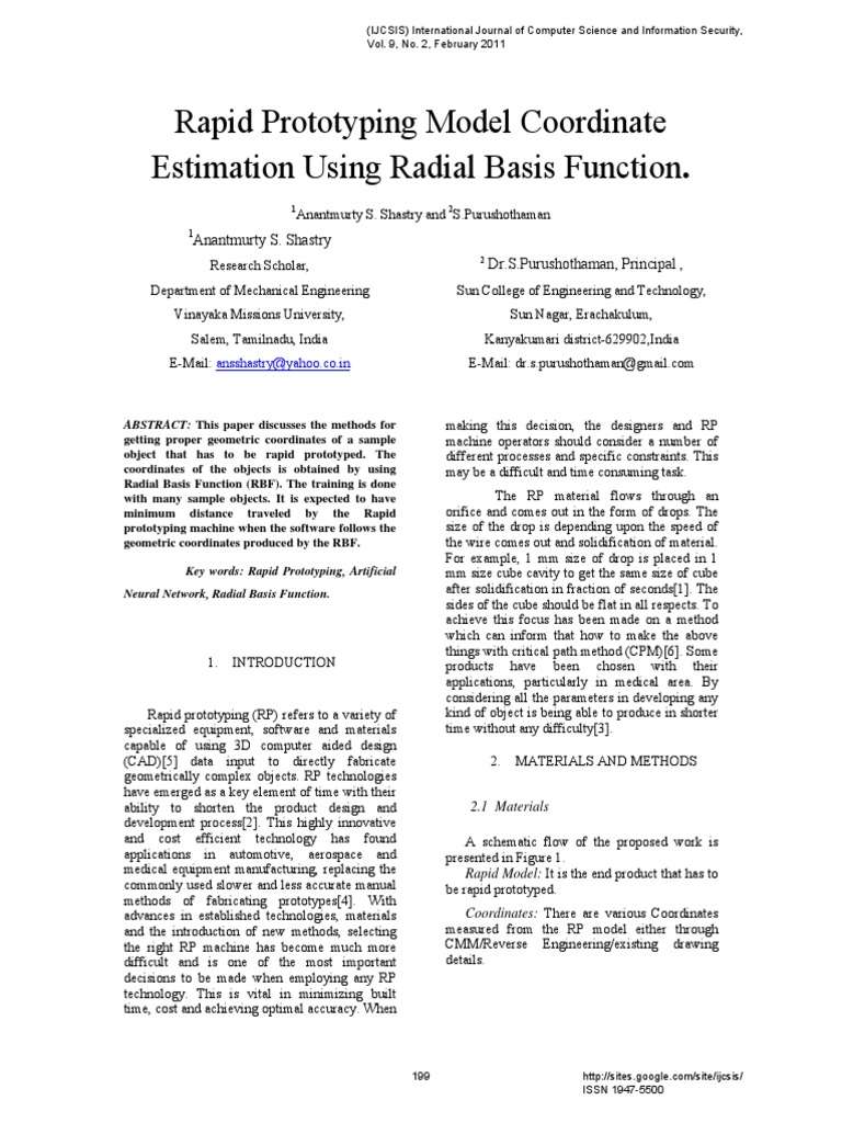 Rapid Prototyping Model Coordinate Estimation Using Radial Basis Function | PDF | Mathematics