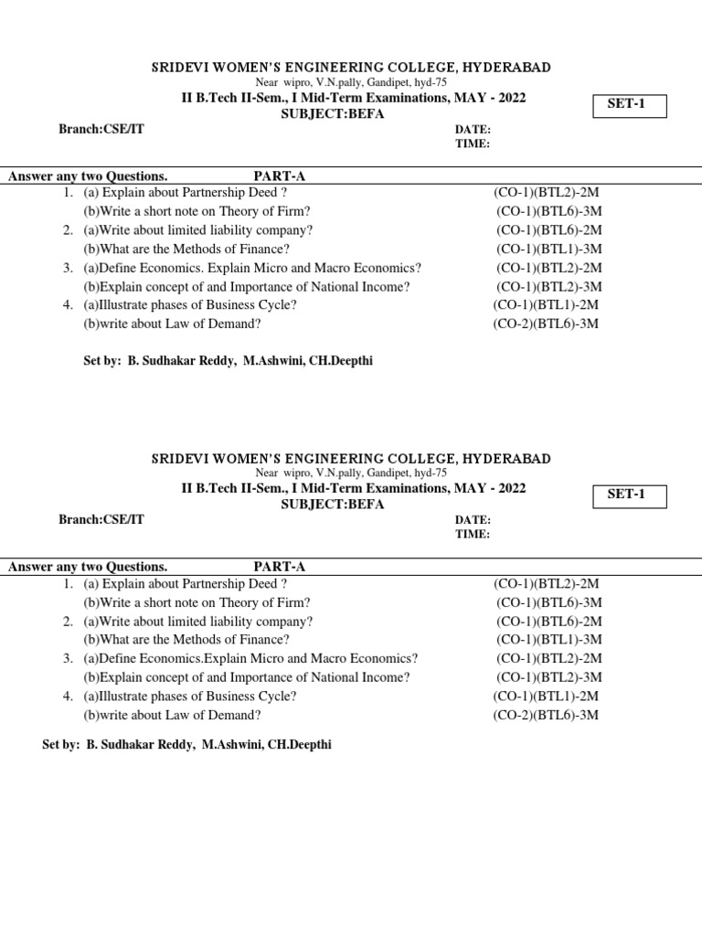 Befa QP Cse.22 | PDF | Production Function | Demand