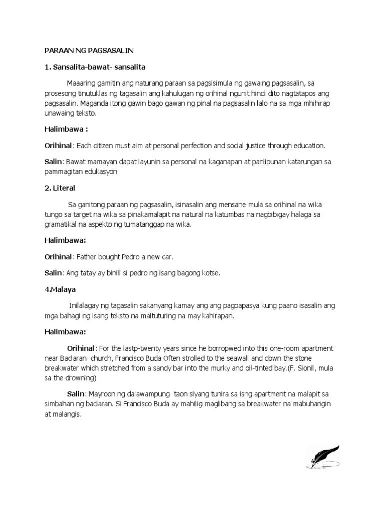 sf-5th PARAAN NG PAGSASALIN | PDF