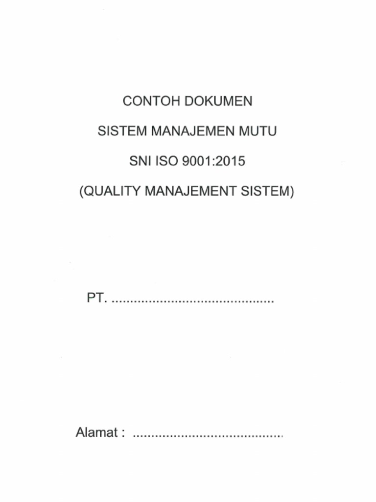 Contoh Dokumen Sistem Manajemen Mutu SNI ISO 9001 Series | PDF