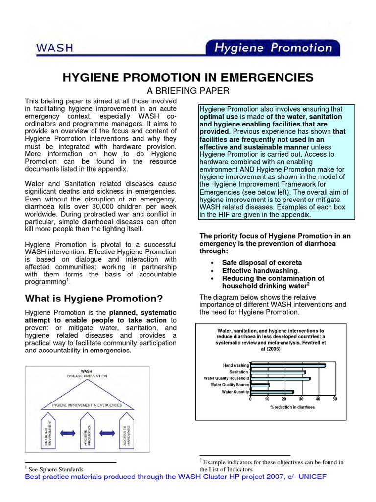Hygiene Promotion in Emergencies Guide | PDF | Wash | Hygiene