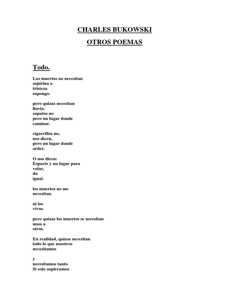 Poemas y reflexiones de Bukowski | PDF | Gatos | Muerte