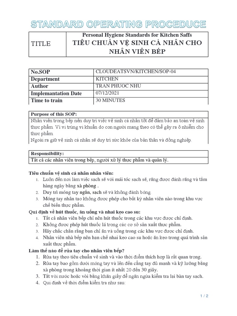 No.04 Sop Kitchen Cloudeatsvn | PDF