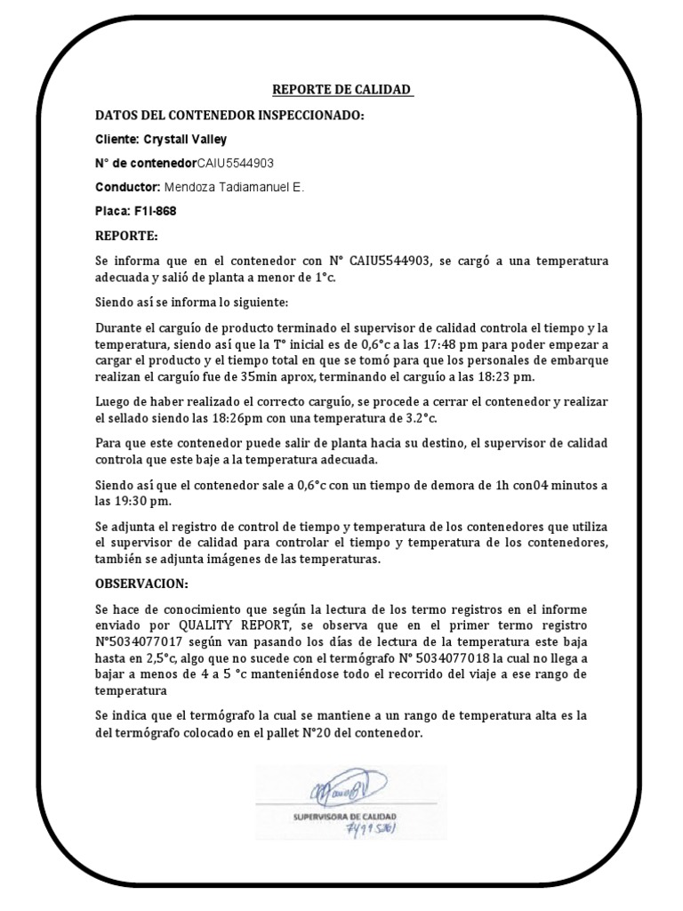 Reporte de Calidad | PDF