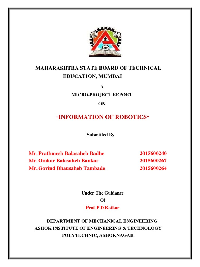 An In-Depth Analysis of an Engineering Project Report on Robotics ...