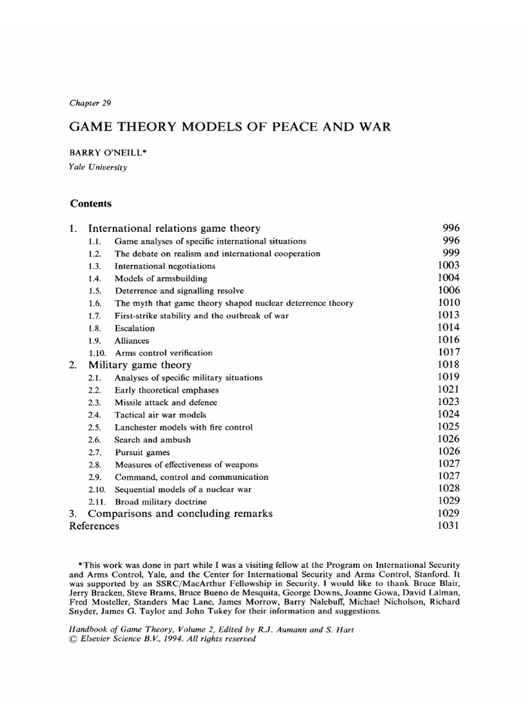 Game Theory Models of Peace and War | PDF | Deterrence Theory | Crime ...