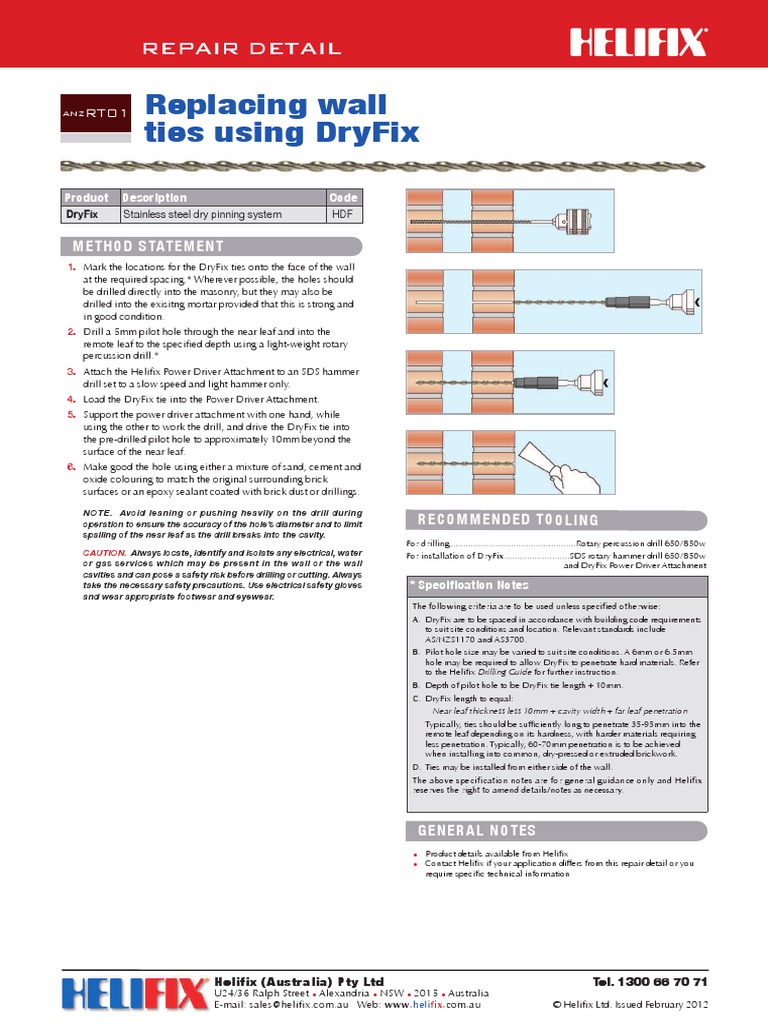 Helifix - Dryfix Ties | PDF | Drill | Drilling