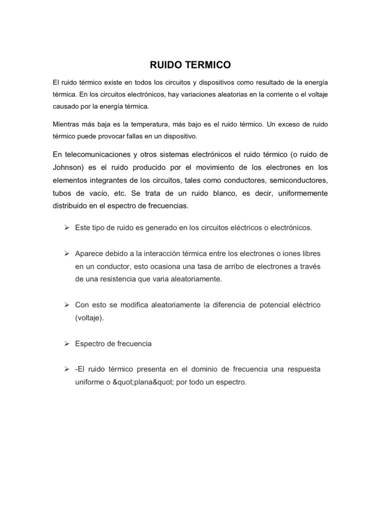RUIDO Termico Intermodulacion Diafonia Impulsivo | PDF | Ingenieria ...