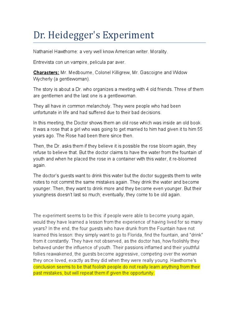Dr. Heidegger's Experiment | PDF