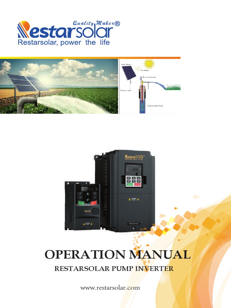 Operation Manual: Restarsolar Pump Inverter | PDF | Power Supply ...