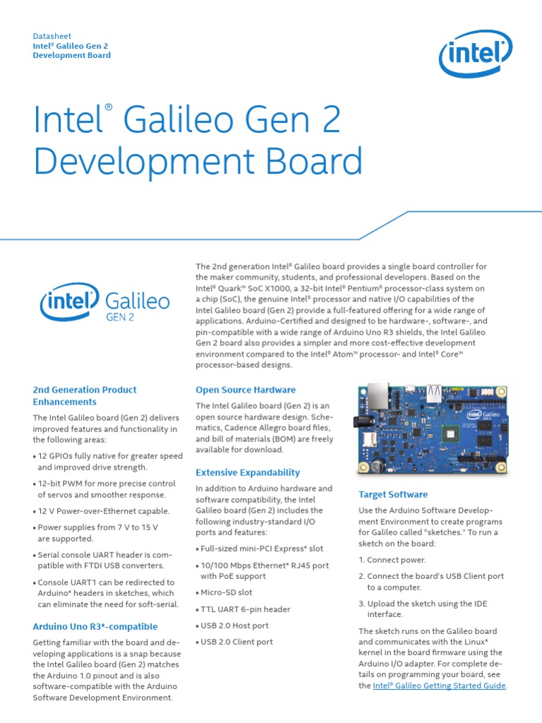 Intel® Galileo Gen 2 Development Board | PDF | Usb | Arduino