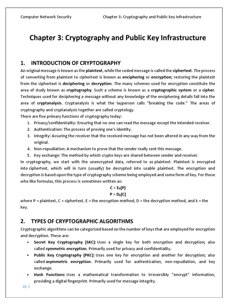 Ch3 Cryptography and Public Key Infrastructure | PDF | Cryptography | Public Key Cryptography