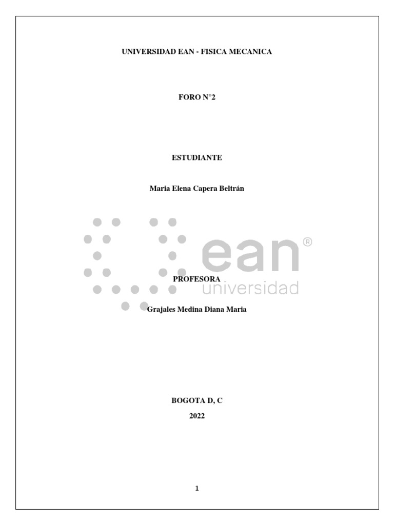 Universidad Ean - Foro n2 | PDF | Fricción | Cantidad