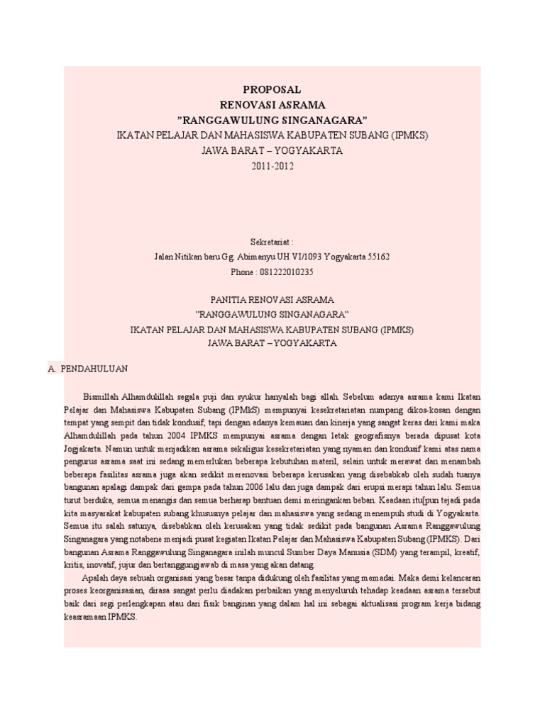 Proposal Renovasi Asrama | PDF