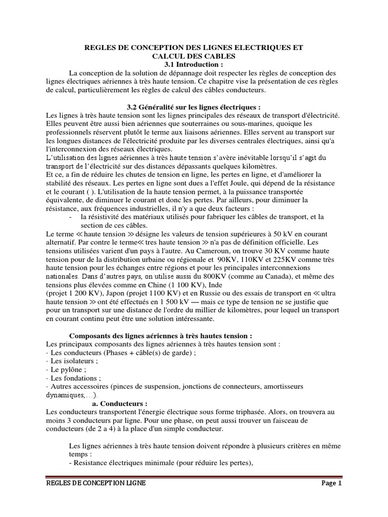 Regles de Conception Des Lignes Electriques Et | PDF | Transport d ...