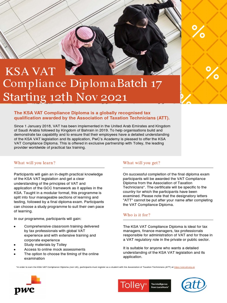PwC's Academy VAT Compliance Diploma flyer-KSA - 2021 Batch 17 | PDF ...