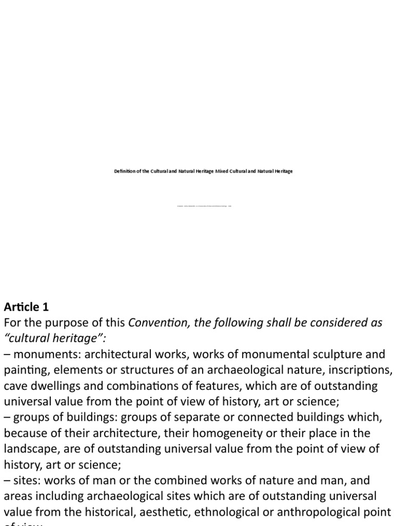 6 Definition of The Cultural and Natural Heritage | PDF | Cultural ...