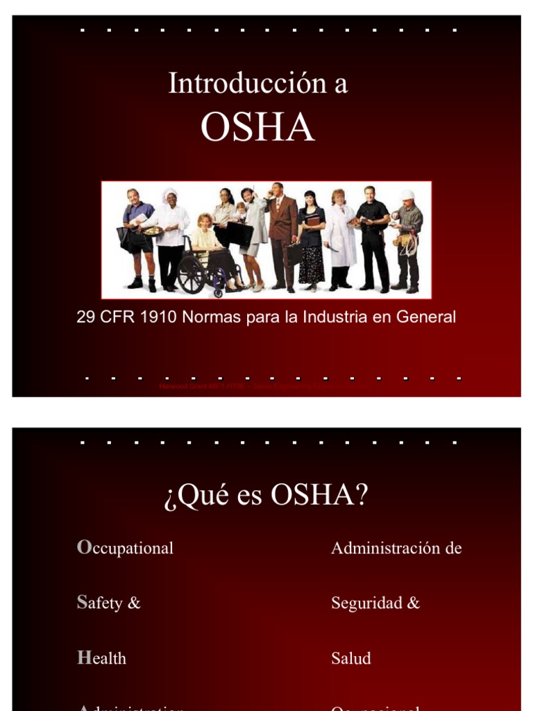 Introduccion A OSHA | PDF | Administración de Seguridad y Salud ...