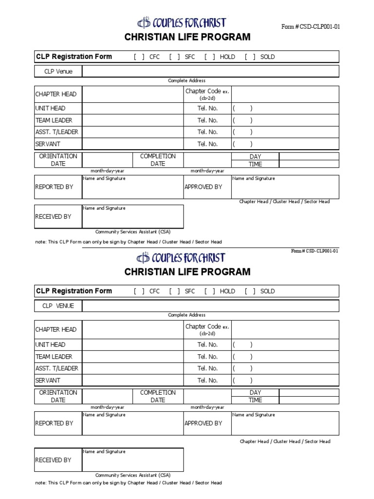 CLP Registration Form | PDF