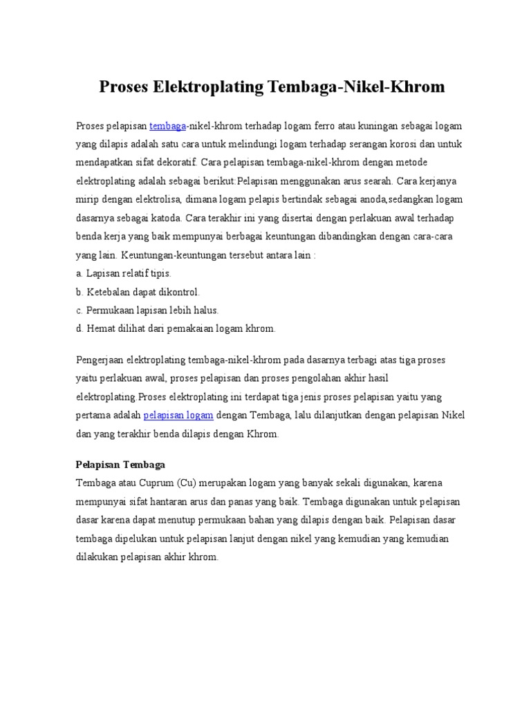 Proses Elektroplating Tembaga | PDF