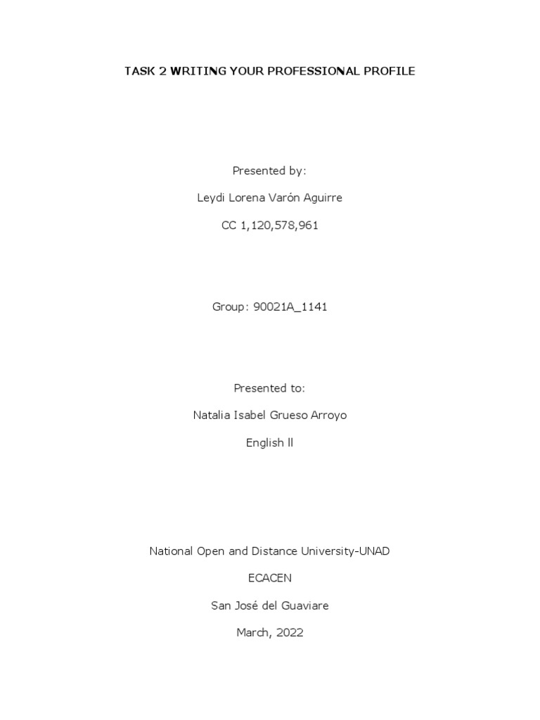 Professional Profile Writing Guide | PDF | University | Cognition