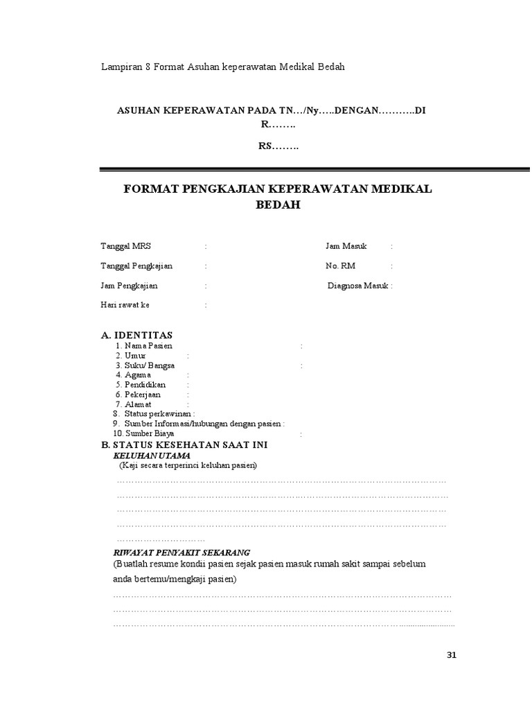 Format Asuhan Keperawatan Medikal Bedah | PDF