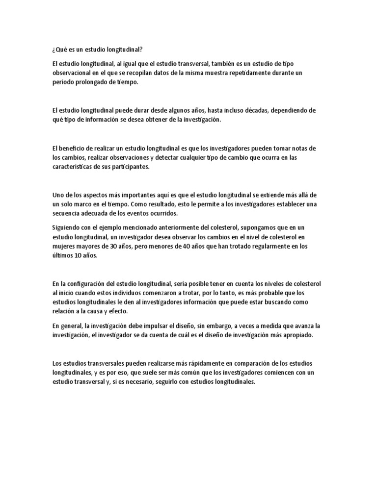 Definición de estudio longitudinal | PDF | Comportamiento | Información