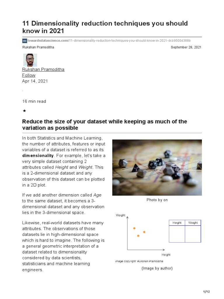 Top 11 Dimensionality Reduction Techniques | PDF | Principal Component ...