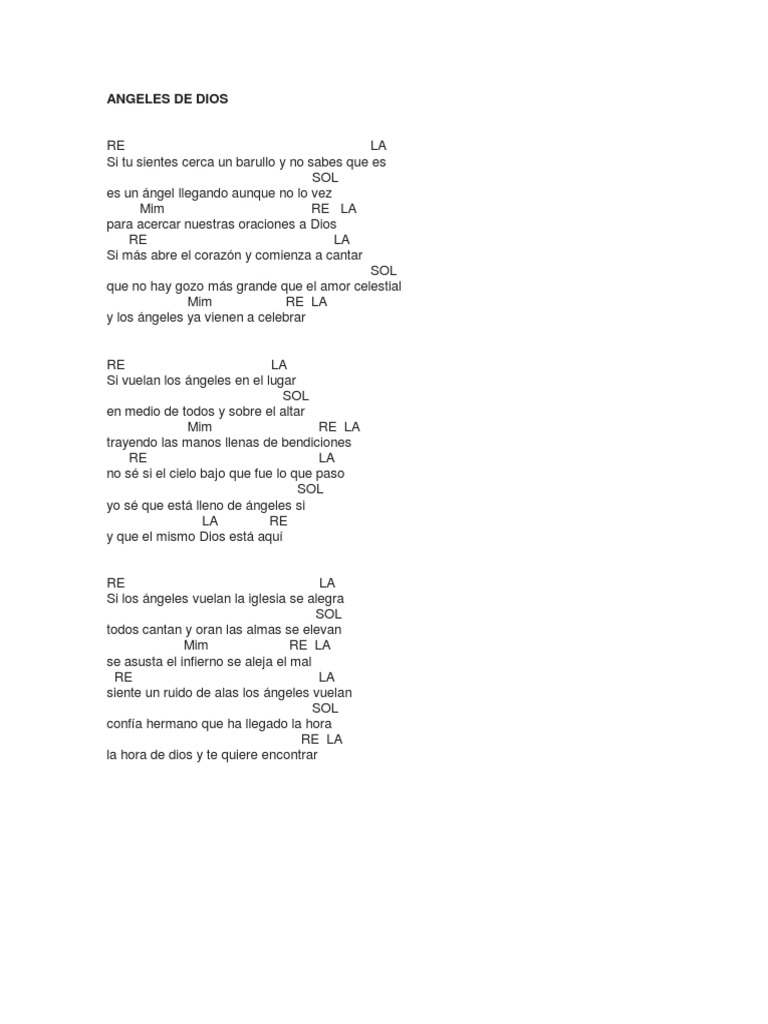 Ángeles de Dios: Letra y Acordes | PDF