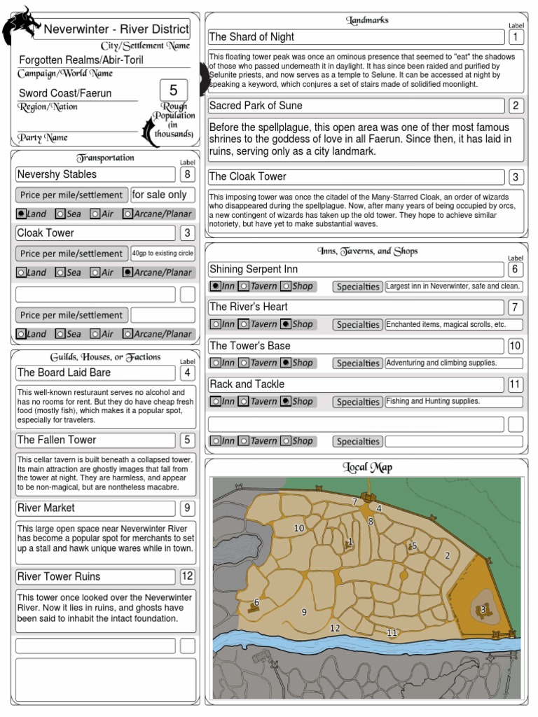 Neverwinter - River District: 40gp To Existing Circle | PDF | Forgotten ...