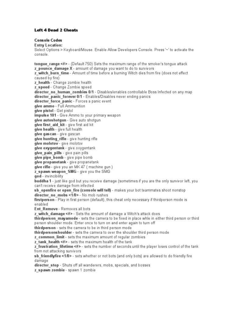 Hướng Dẫn Cheat Map Left 4 Dead 2 Cách Chơi Độc Bá Không Sử Dụng