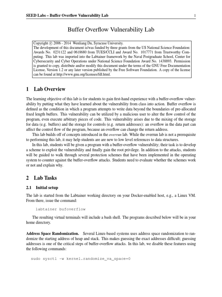 Buffer Overflow Vulnerability Lab | PDF | Pointer (Computer Programming) | Software Development