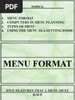 FBS WEEK 4 - Types of Menu | PDF | Meal | Menu