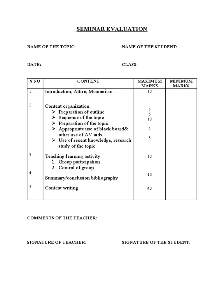Seminar Evaluation | PDF