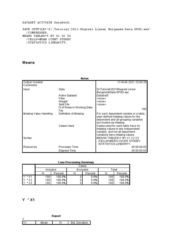 Output SPSS Format Word | PDF | Errors And Residuals | Dependent And Independent Variables