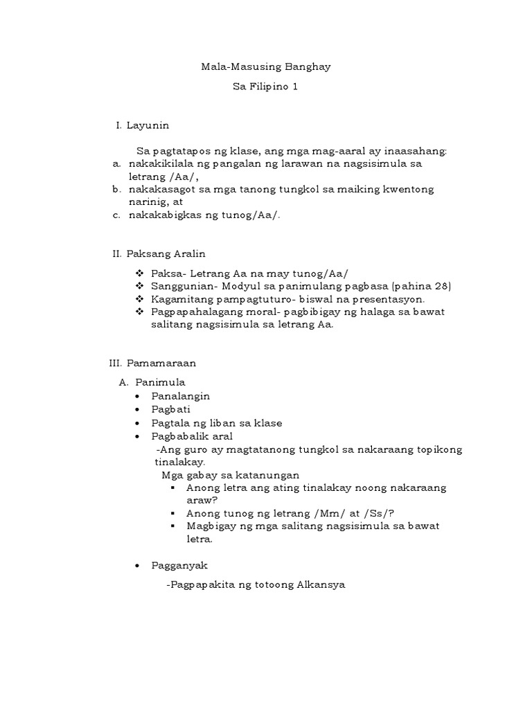 Letrang Aa Lesson Plan | PDF