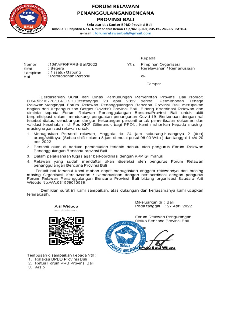 Surat Permohonan Personil | PDF