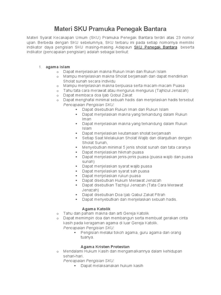 Materi SKU Pramuka Penegak Bantara | PDF
