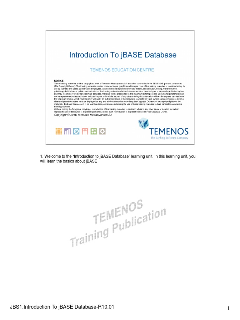 JBS1.Introduction To jBASE Database-R10.01 | PDF | Library (Computing) | Operating System