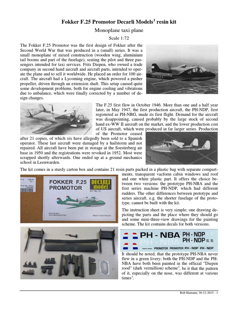 F78 Fokker F.25 | PDF | Empennage | Flap (Aeronautics)