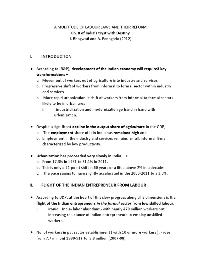 Notes Ie Labour Laws and Their Reform | PDF | Labour Economics | Employment