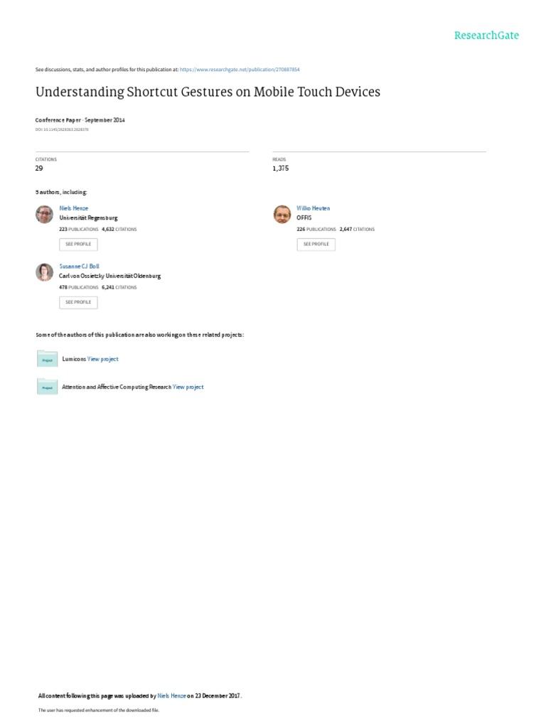 Understanding Shortcut Gestures On Mobile Touch Devices: September 2014 | Download Free PDF ...